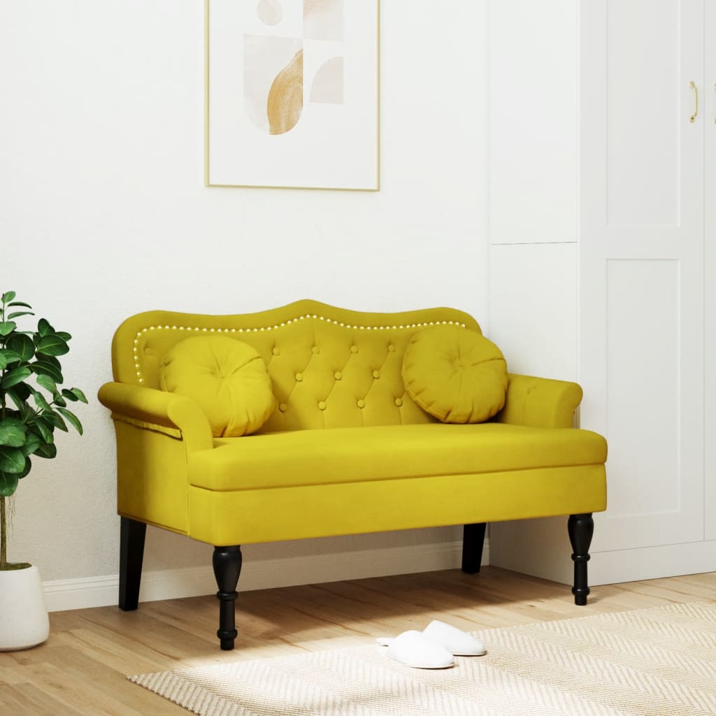 Banc avec coussins jaune 120,5x65x75 cm velours | Leroy Merlin