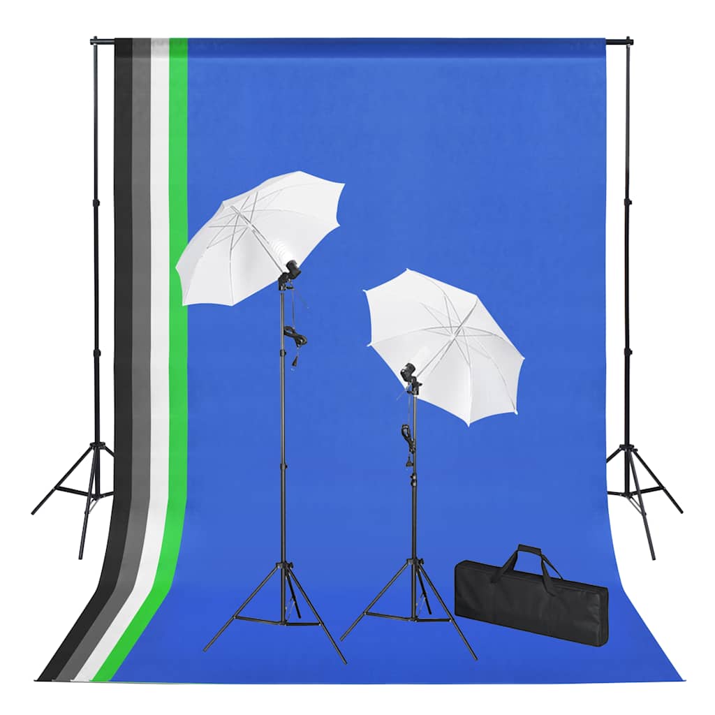 Kit de studio photo avec toiles de fond, lampes et parapluies | Leroy ...