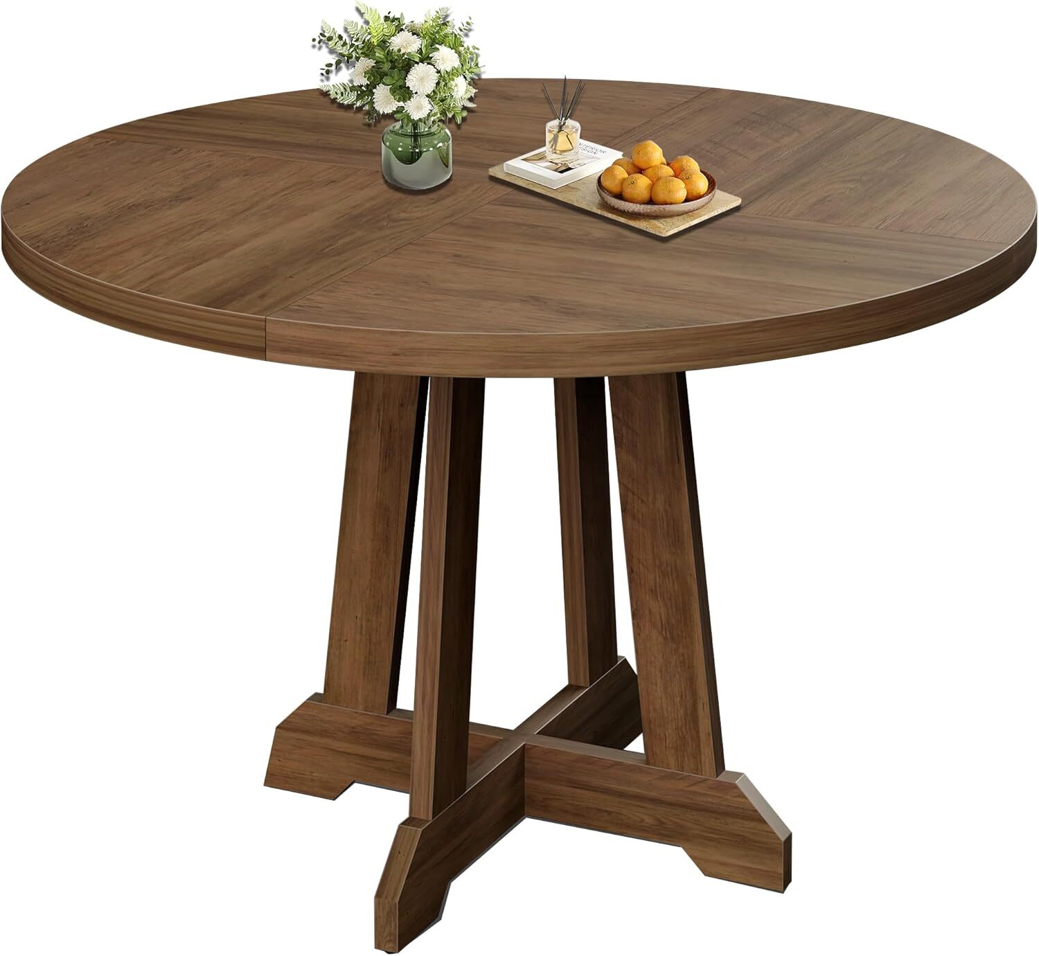 Mesa Redonda de Comedor con Base de Madera y Gran Tablero, Estilo ...
