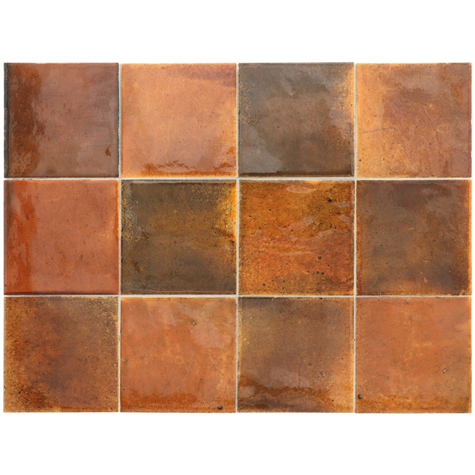 Carrelage mural faïence effet rustique THANGLONG 10x10 cm Burnt red ...