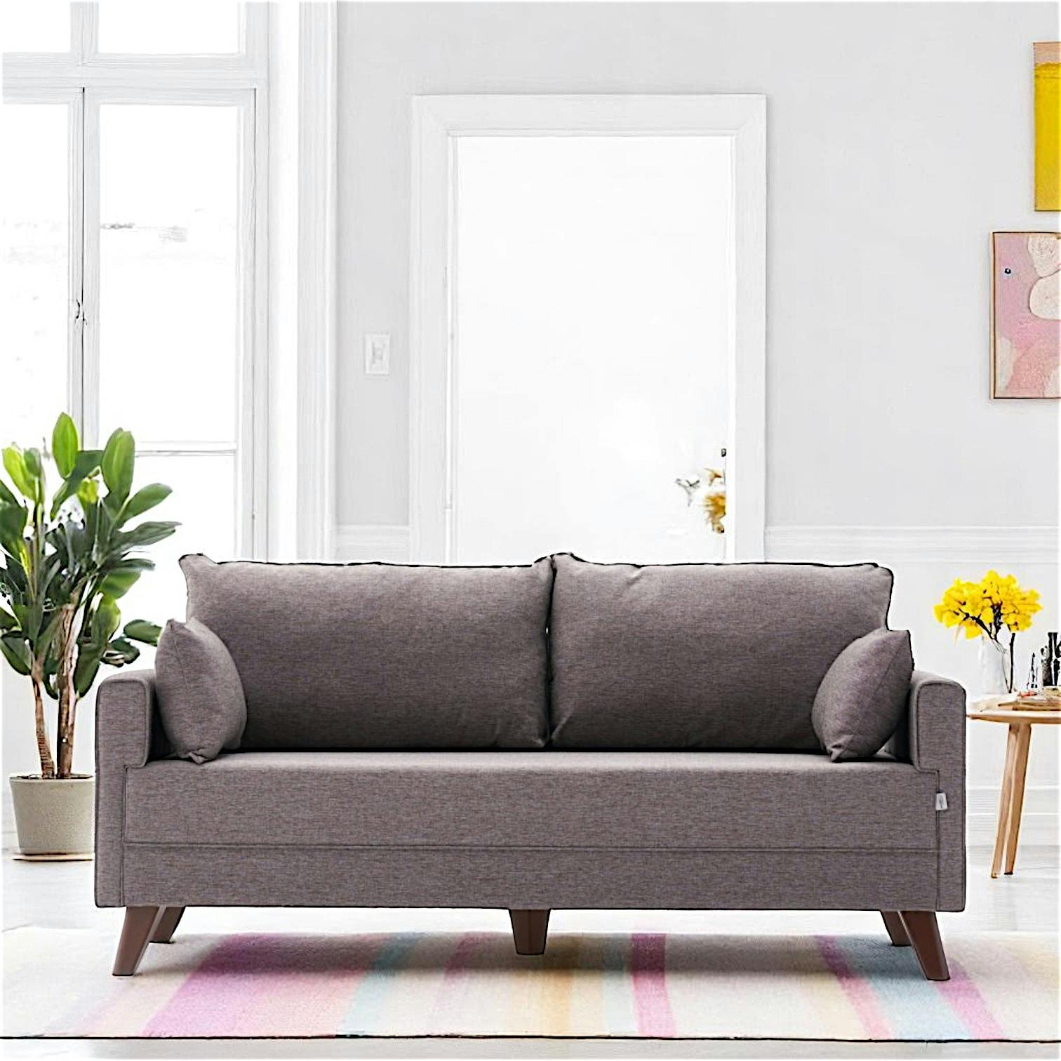 Canapé 2 places taupe clair - dos droit SPLIT | Leroy Merlin