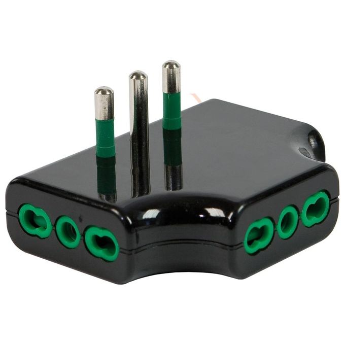 Flat three-way adaptor plug italian std. 2P+E 16A 3 sockets std. 2P+E ...