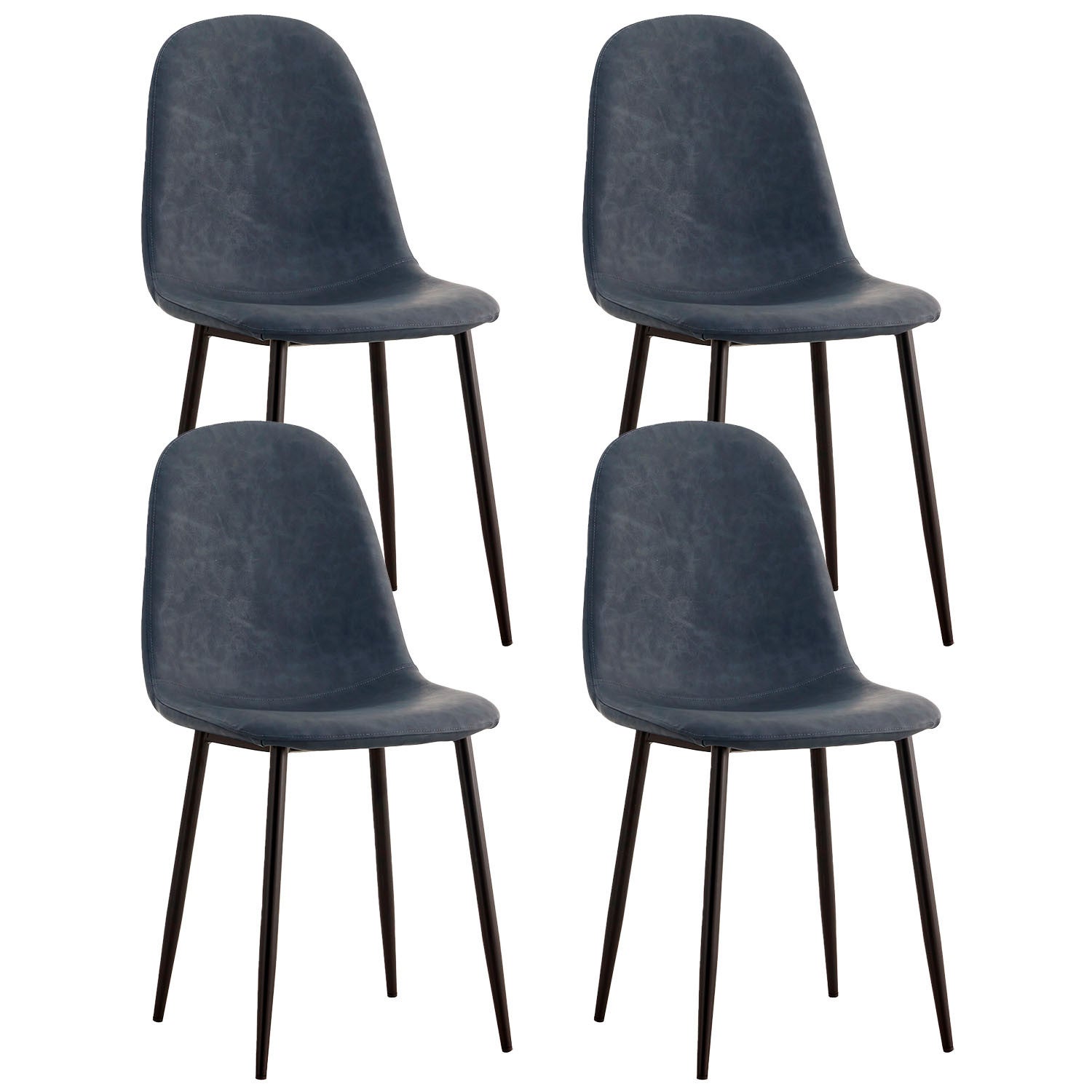 Pack 4 chaises de salle à manger en cuir gris Mera 56x44x87,5 cm Thinia ...