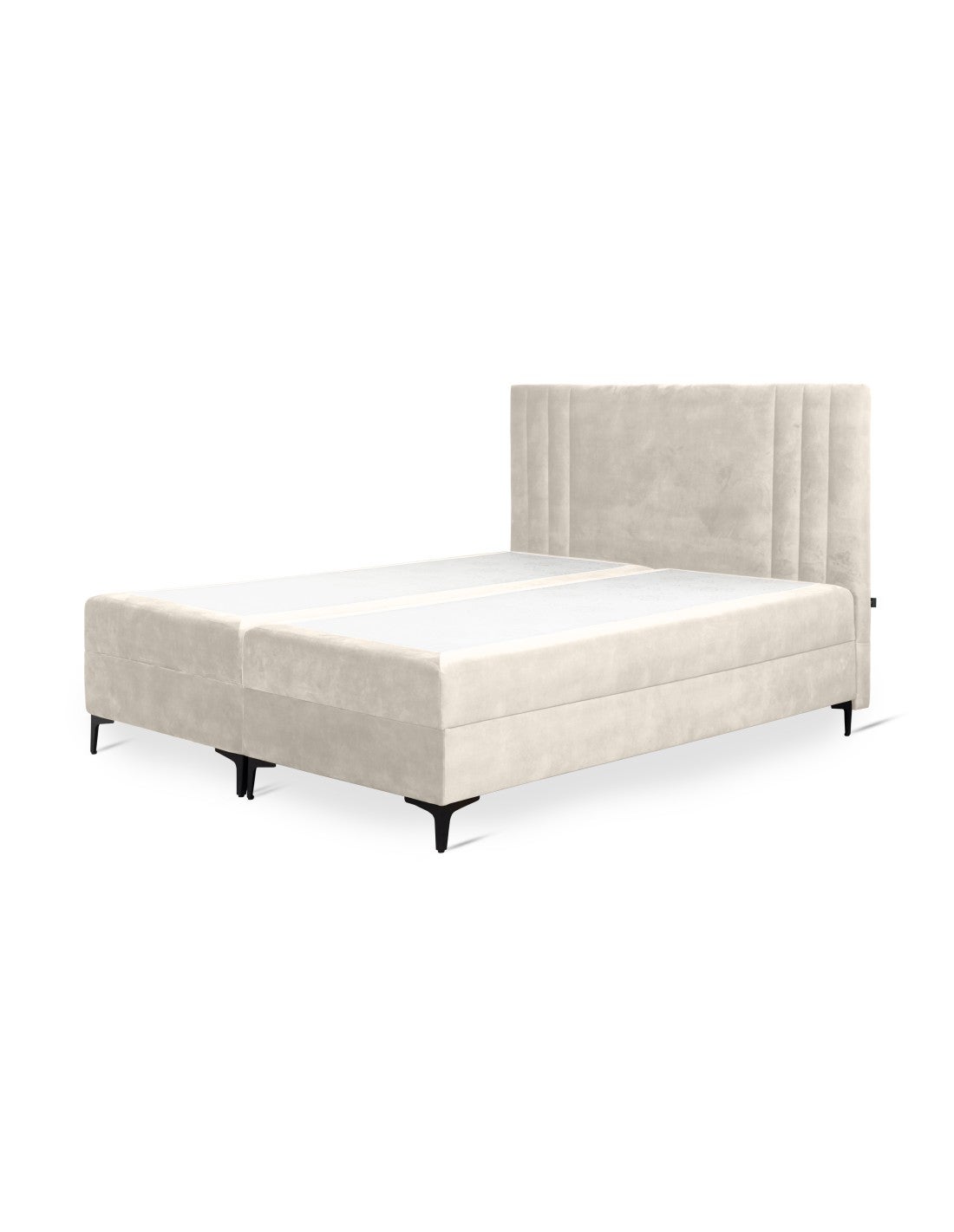 Lit boxspring 180x200 coloris beige avec double coffre - Collection ...