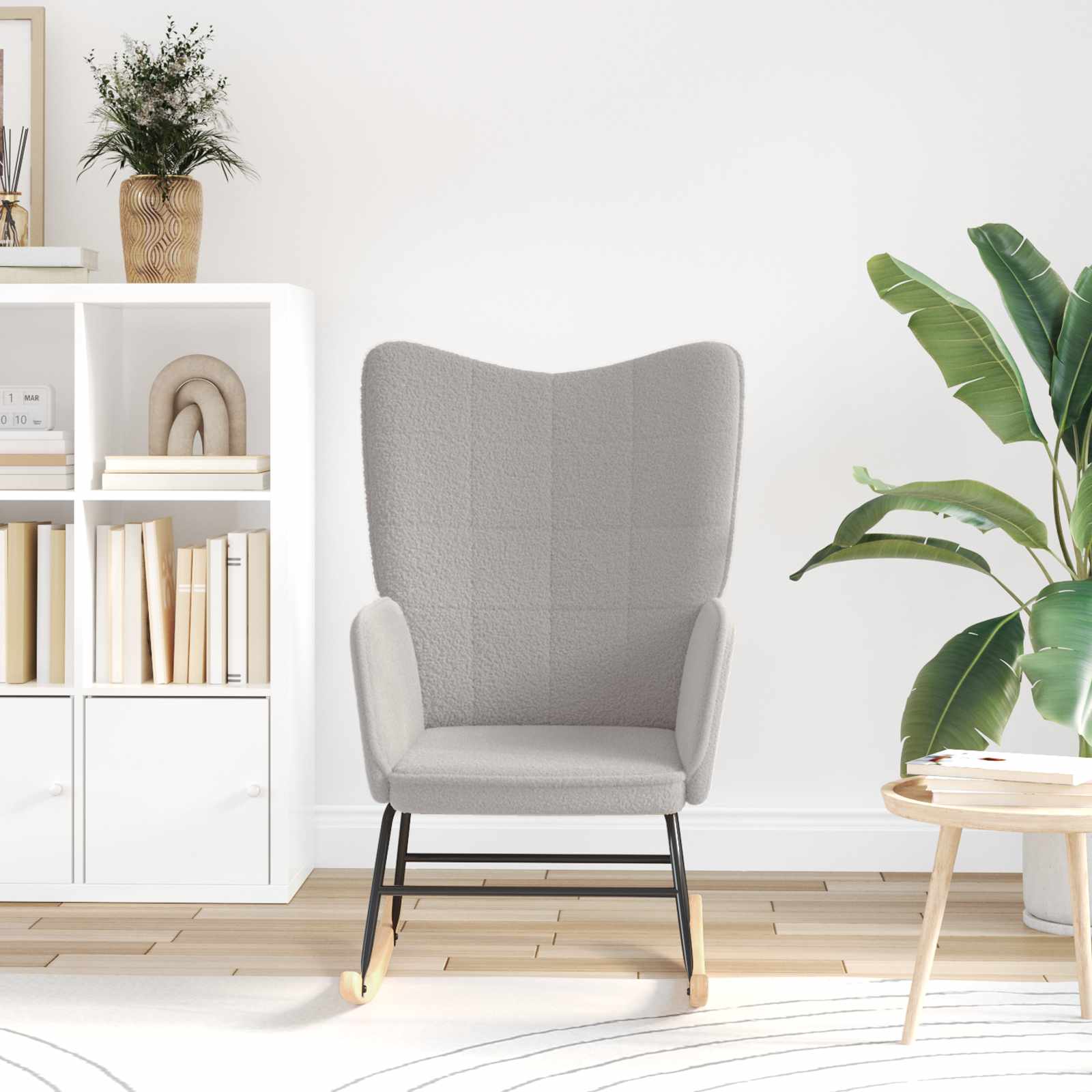 Fauteuil | Chaise à bascule Gris clair Tissu Sherpa | Leroy Merlin