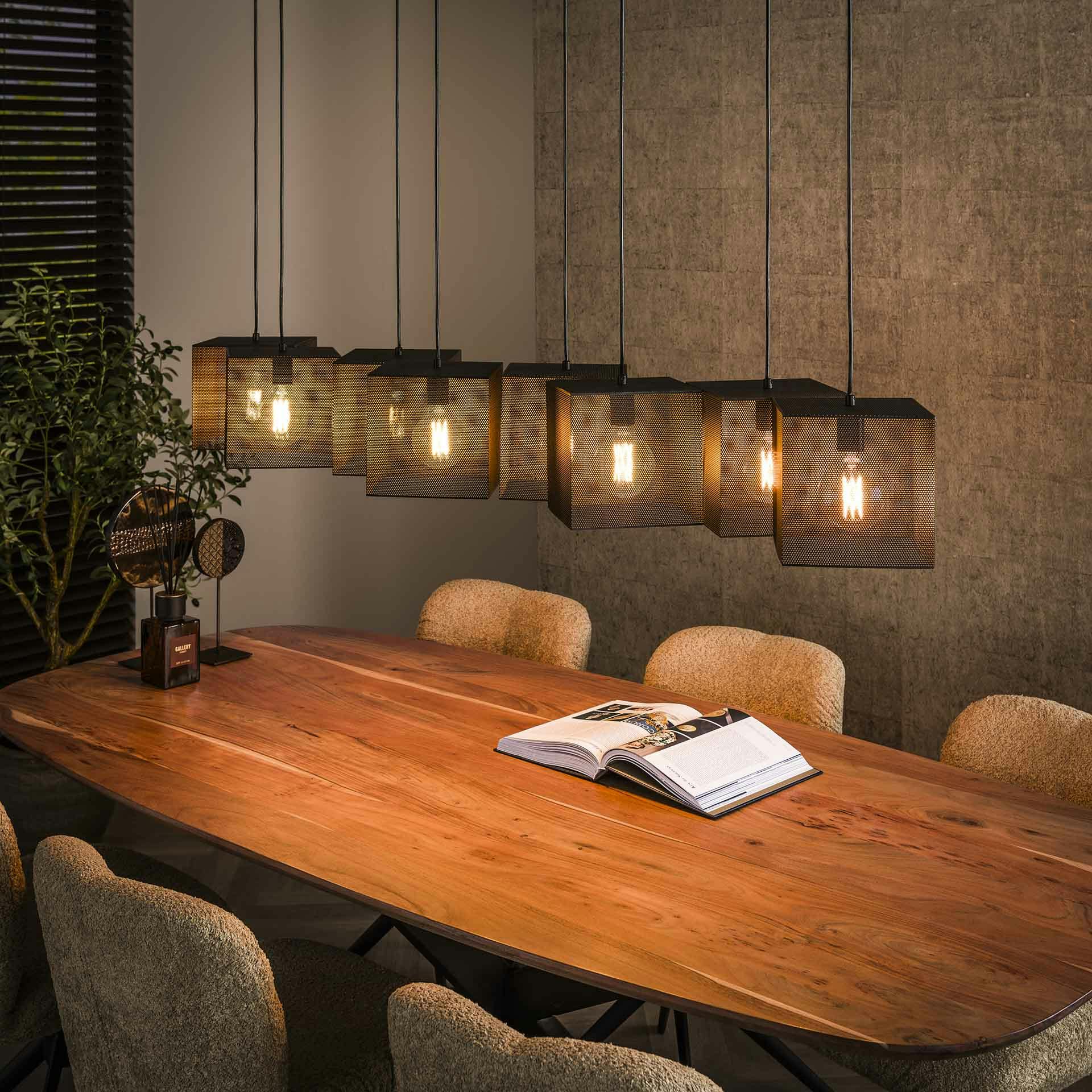 Suspension cube en métal noir ajouré 8 abat-jour RALF | Leroy Merlin