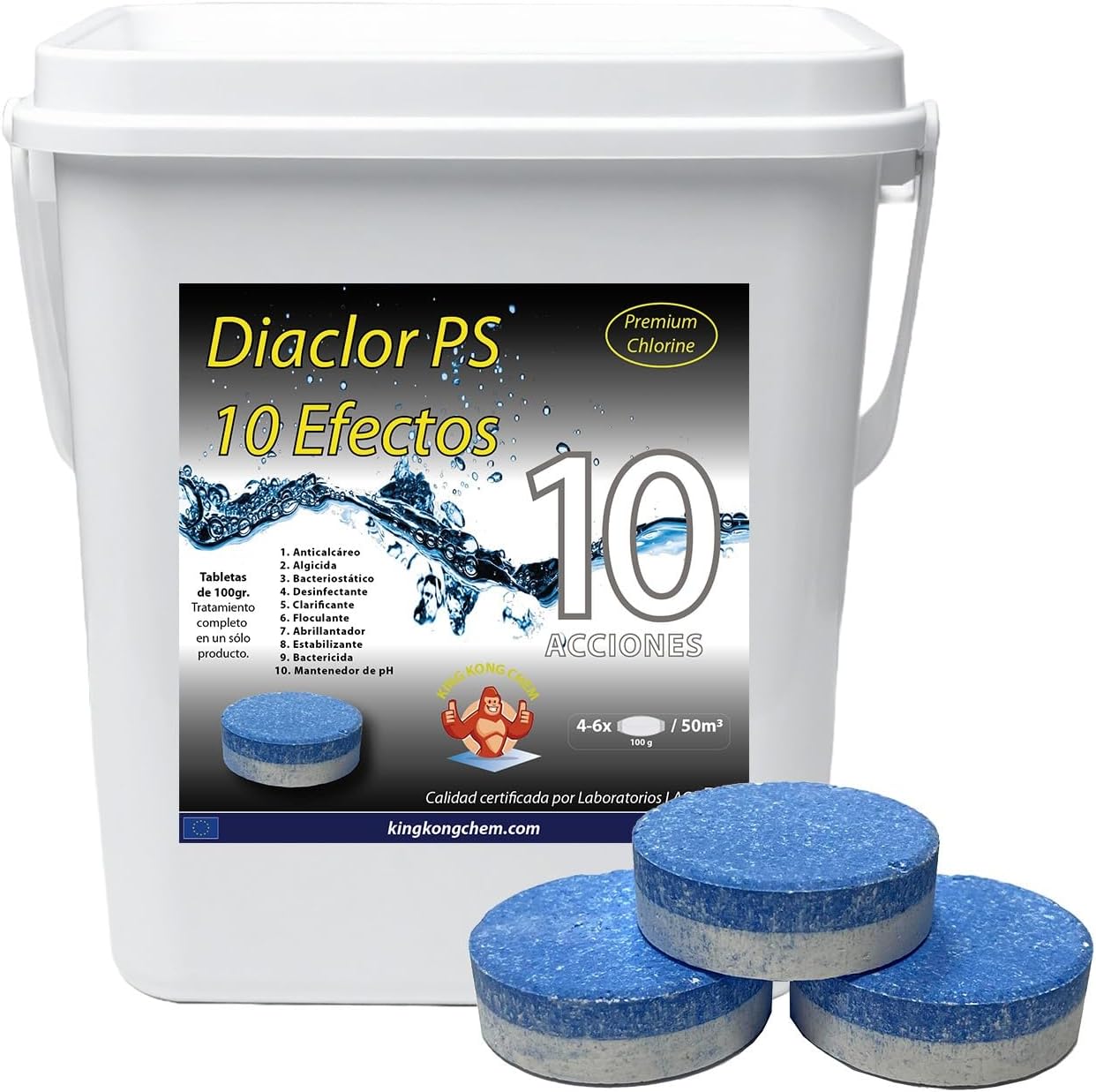 Pastillas Cloro Bicapa 10 Acciones 5kg Mantenimiento Integral Piscinas ...