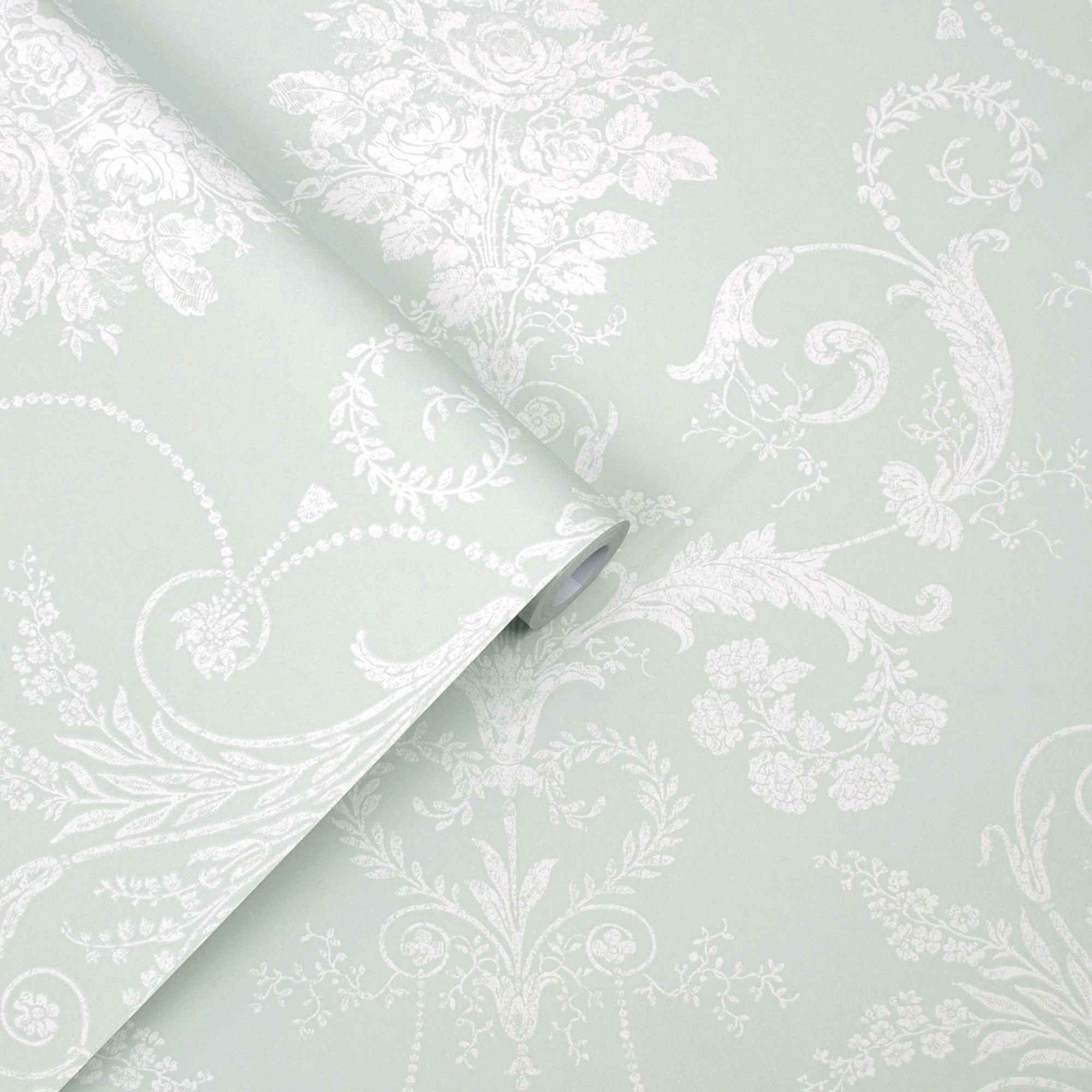 Carta da parati Laura Ashley Josette Duck Egg 1005 x 52cm | Leroy Merlin