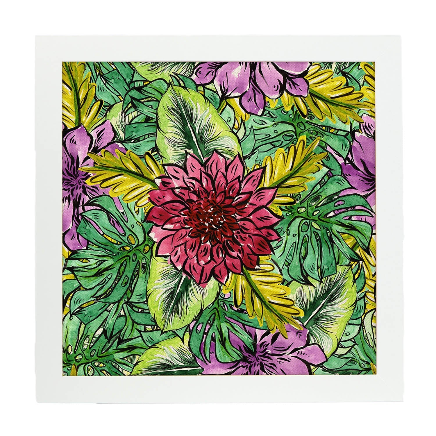 Affiche De Fleur Et De Nature. Lame Carrée Estampillée En Fleur ...