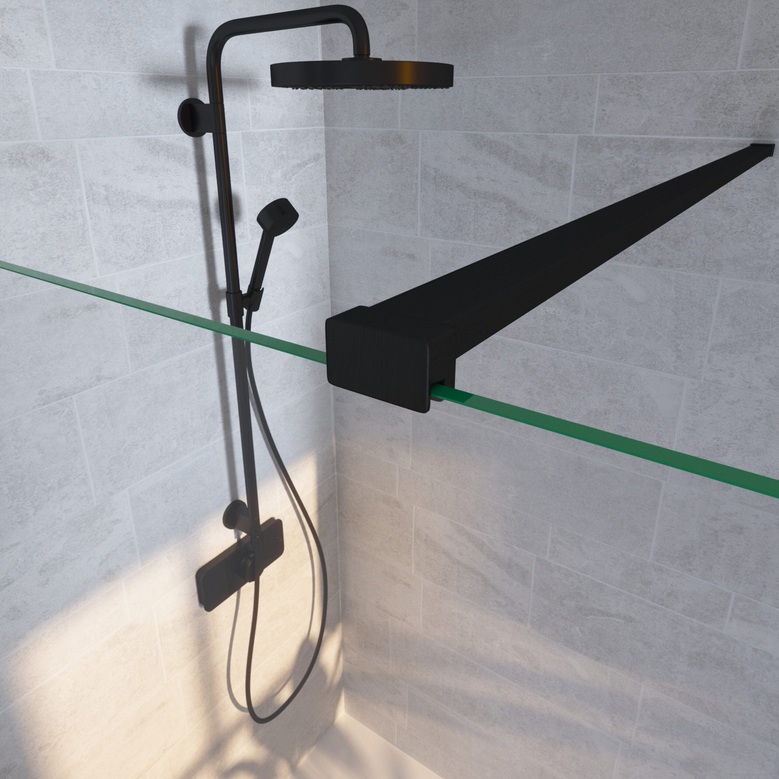 Kit Accessoires Noir Mat pour paroi de douche Baléares - H.198 cm ...