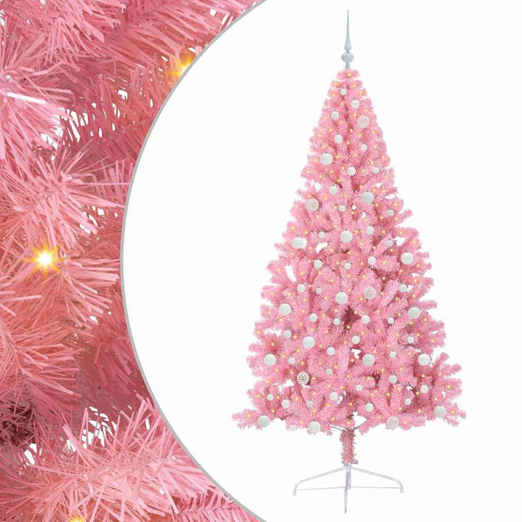 Sapin de Noël | Arbre de Noël artificiel pré-éclairé Rose 210 cm PVC ...