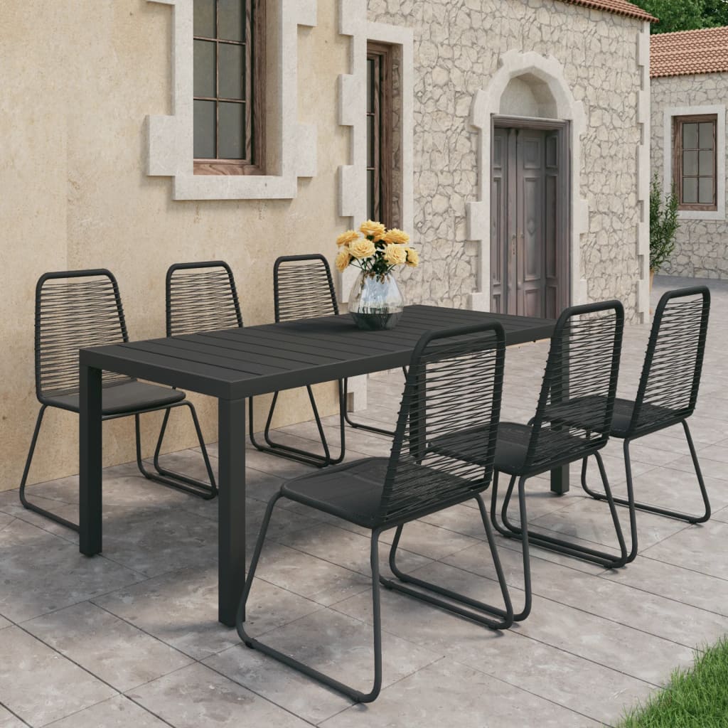 Ensemble à manger de jardin 7 pcs PVC résine tressée noir vidaXL ...