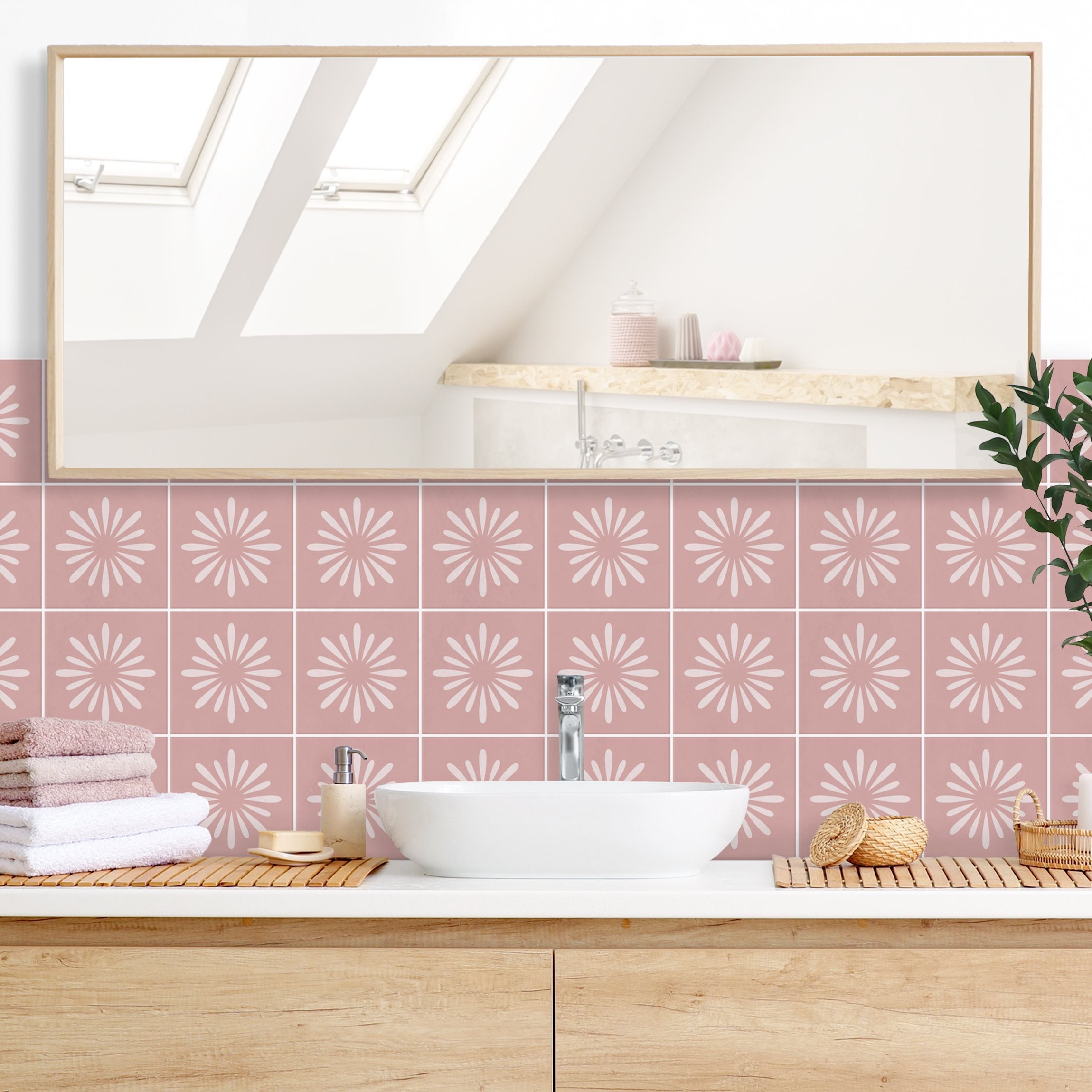 Rivestimento per bagno - Piastrelle con fiori rosa 100 x 60 cm | Leroy ...