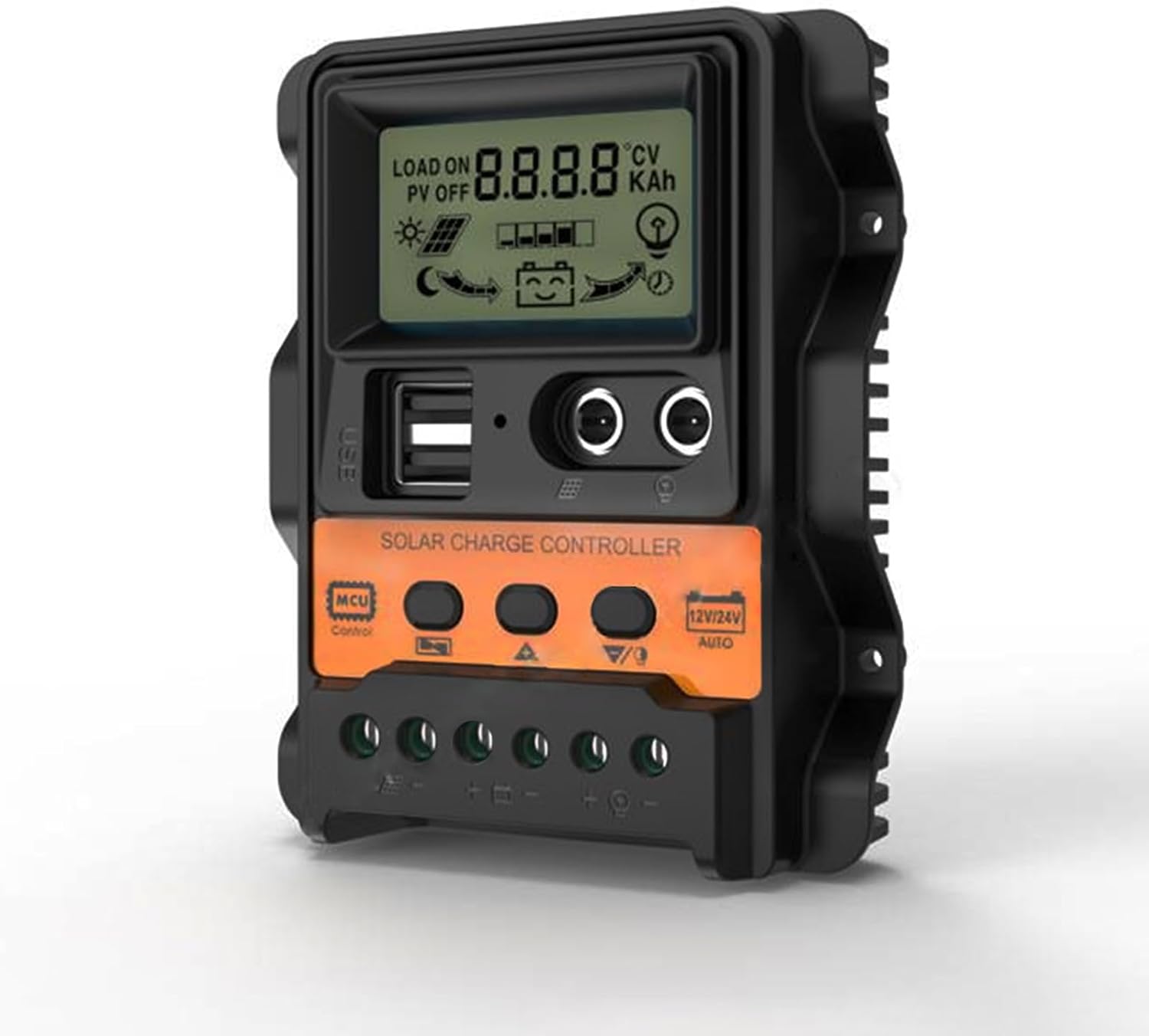 Contrôleur de Charge Solaire, Régulateur de Charge Solaire PWM Avec LCD 12V 24V 30A Double ...