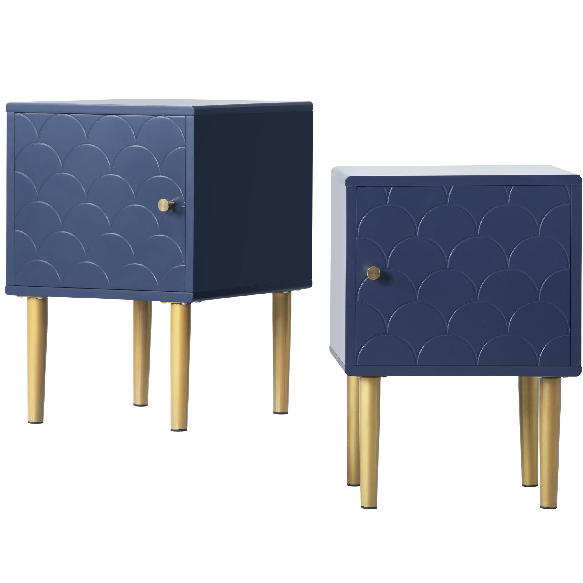 Lot de 2 lits de chevet modernes 50x35x35cm bleu marine pour chambre ...