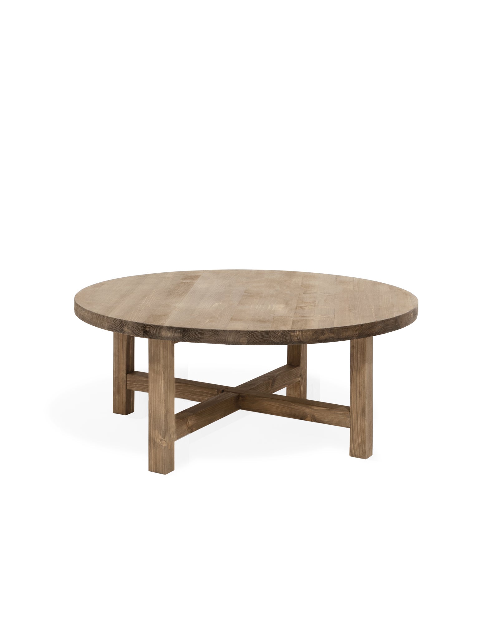 Table basse ronde en bois de sapin Decowood, couleur chêne foncé, de ...