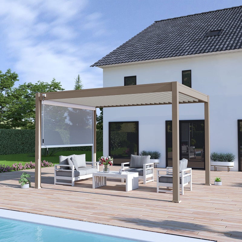 Pérgola bioclimática autoportante Ombrea VS 3x4M - Topo/Blanco | Leroy ...
