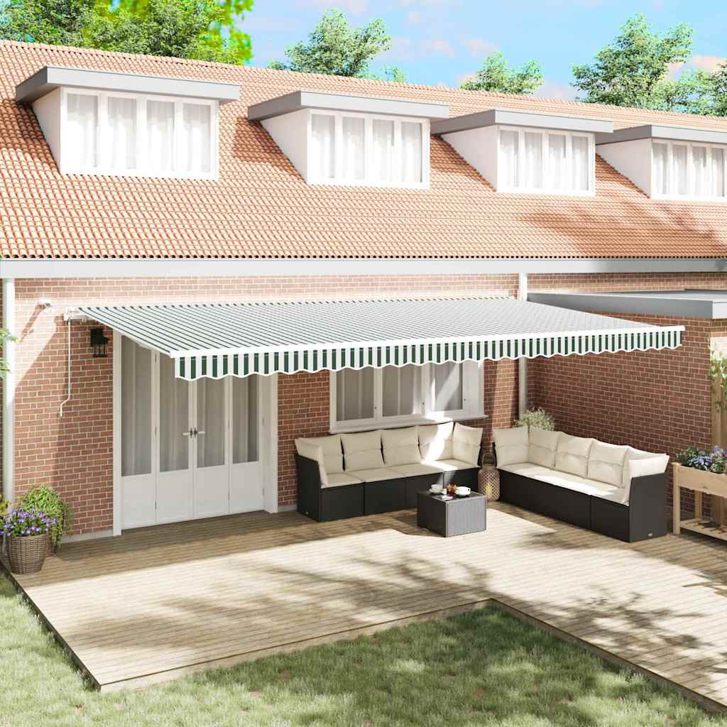 Maison Exclusive - Tela de toldo Verde y blanco 600 x 300 cm Poliéster ...