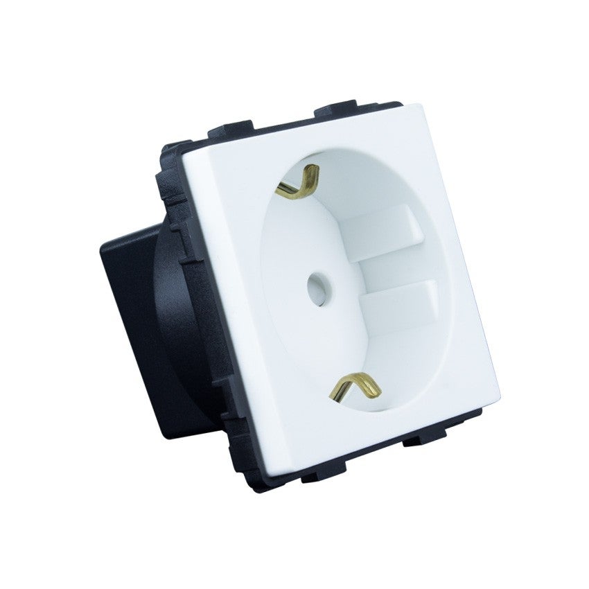 Prise Type F Schuko avec Plaque PC Blanc | Leroy Merlin