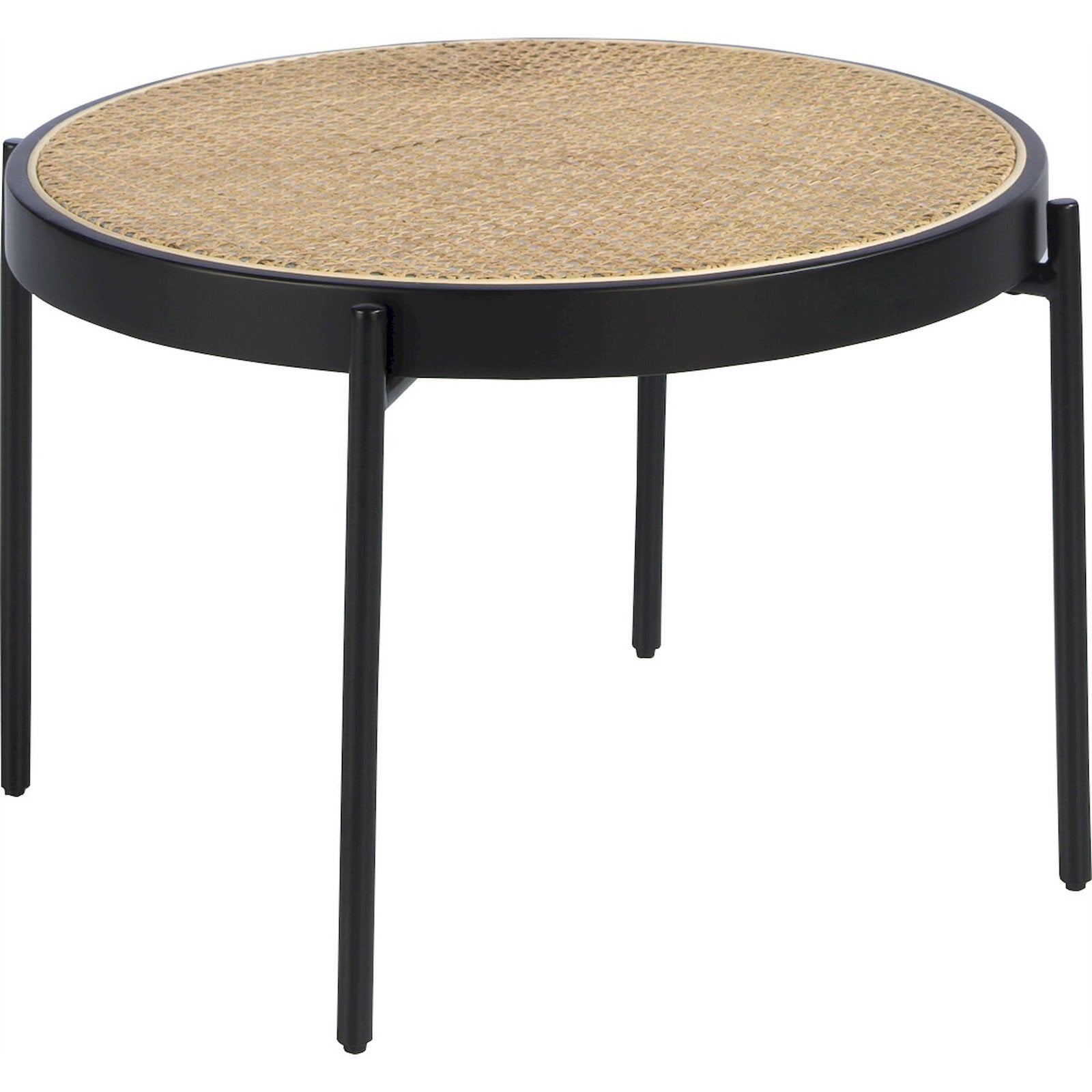 Table basse ronde en rotin Angel Cerda 66 x 66 x 40 cm Noir mat et ...