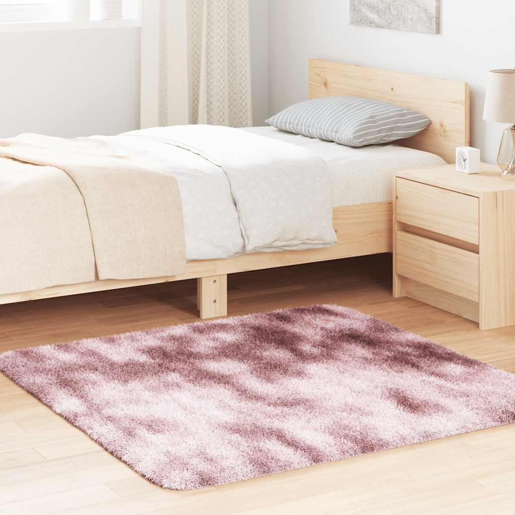 Tapis Shaggy à poils longs NAVARRA rose poudré 120x120 cm | Leroy Merlin