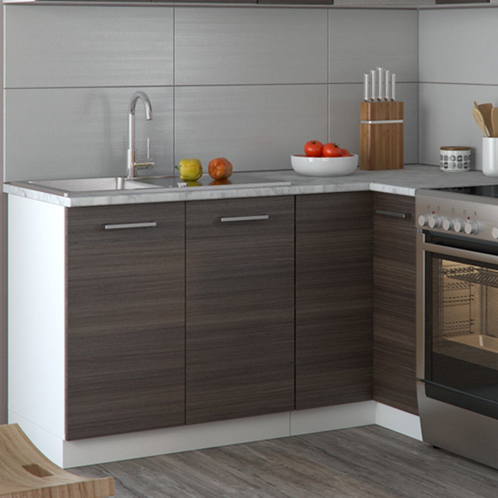 Vicco Cucina ad angolo Rick, Grigio prezioso/bianco, 187 x 60 cm , PL ...