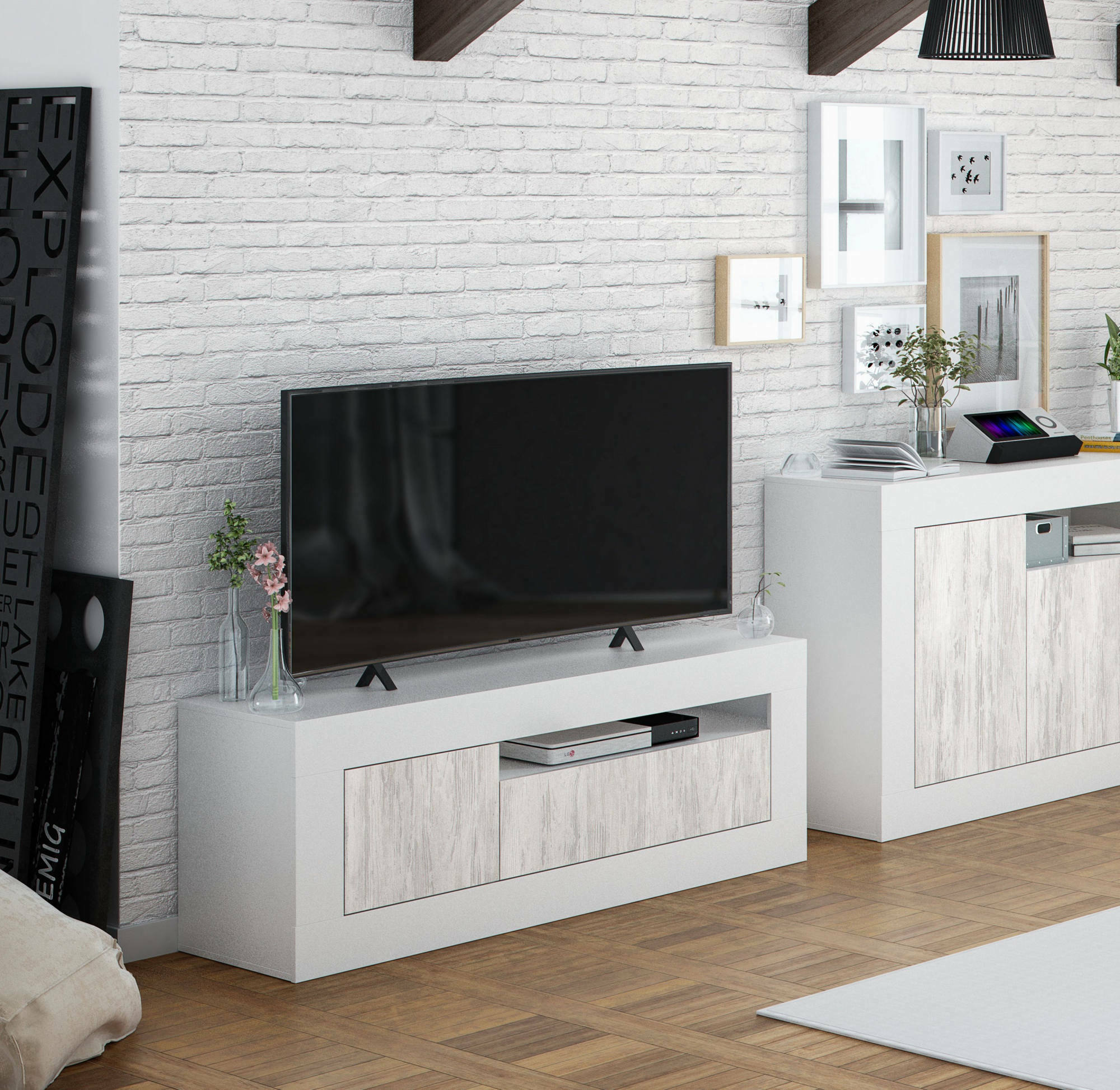 Meuble TV Killeen, Buffet pour télévision de salon, Meuble TV 2 portes ...