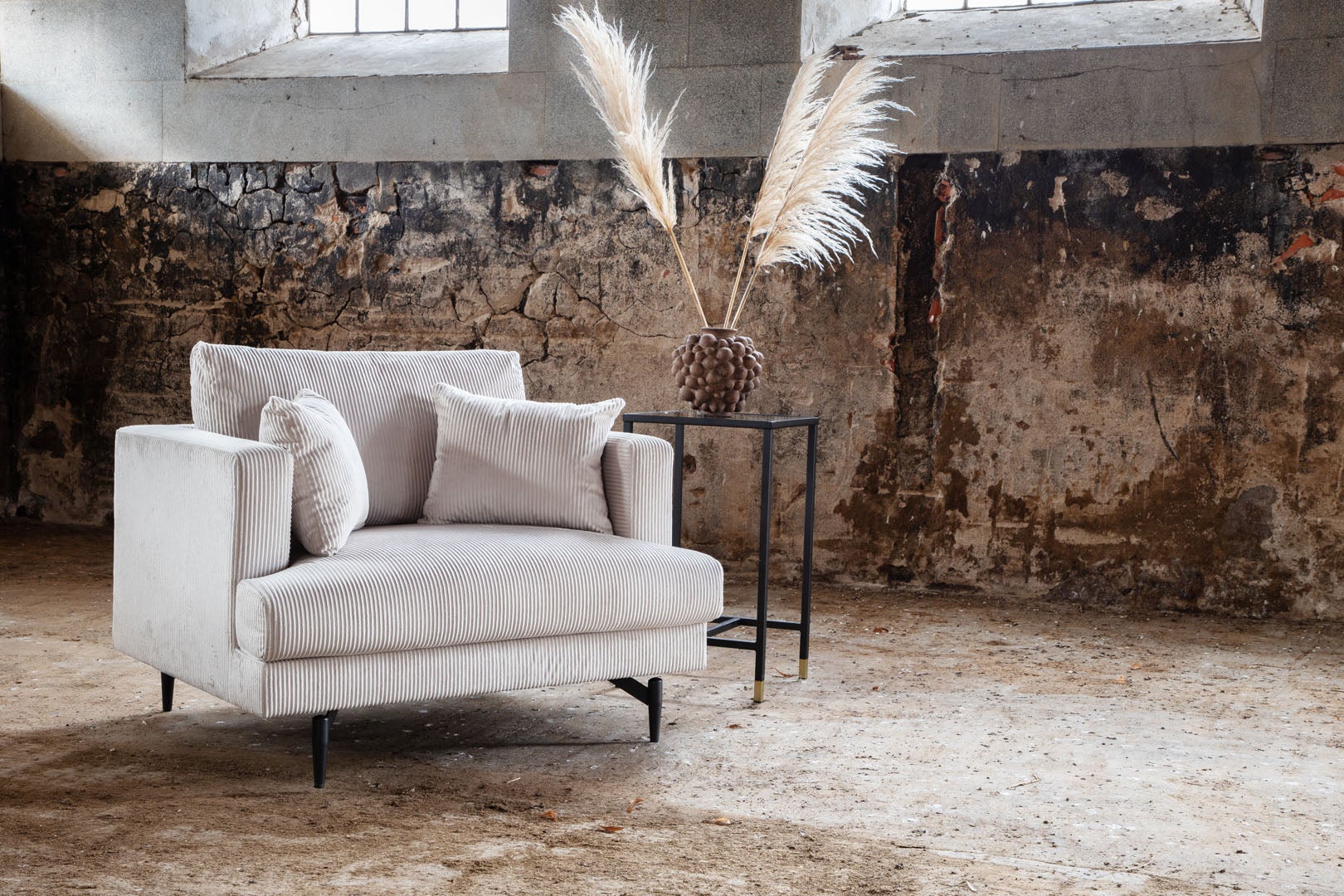 Sofia fauteuil en velours, Beige. | Leroy Merlin