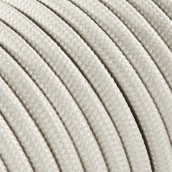 Fil Électrique Tissu Blanc Ivoire 3x0,75mm² - Câble Électrique Textile ...