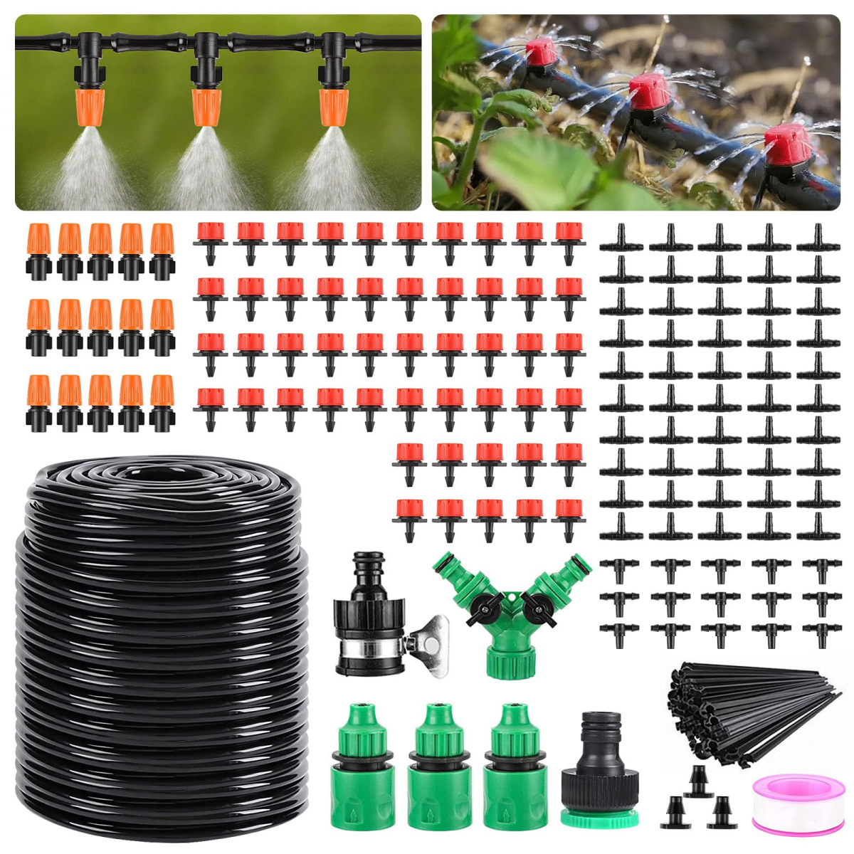 Kit d'irrigation goutte à goutte pour jardin, 50m système d'irrigation ...