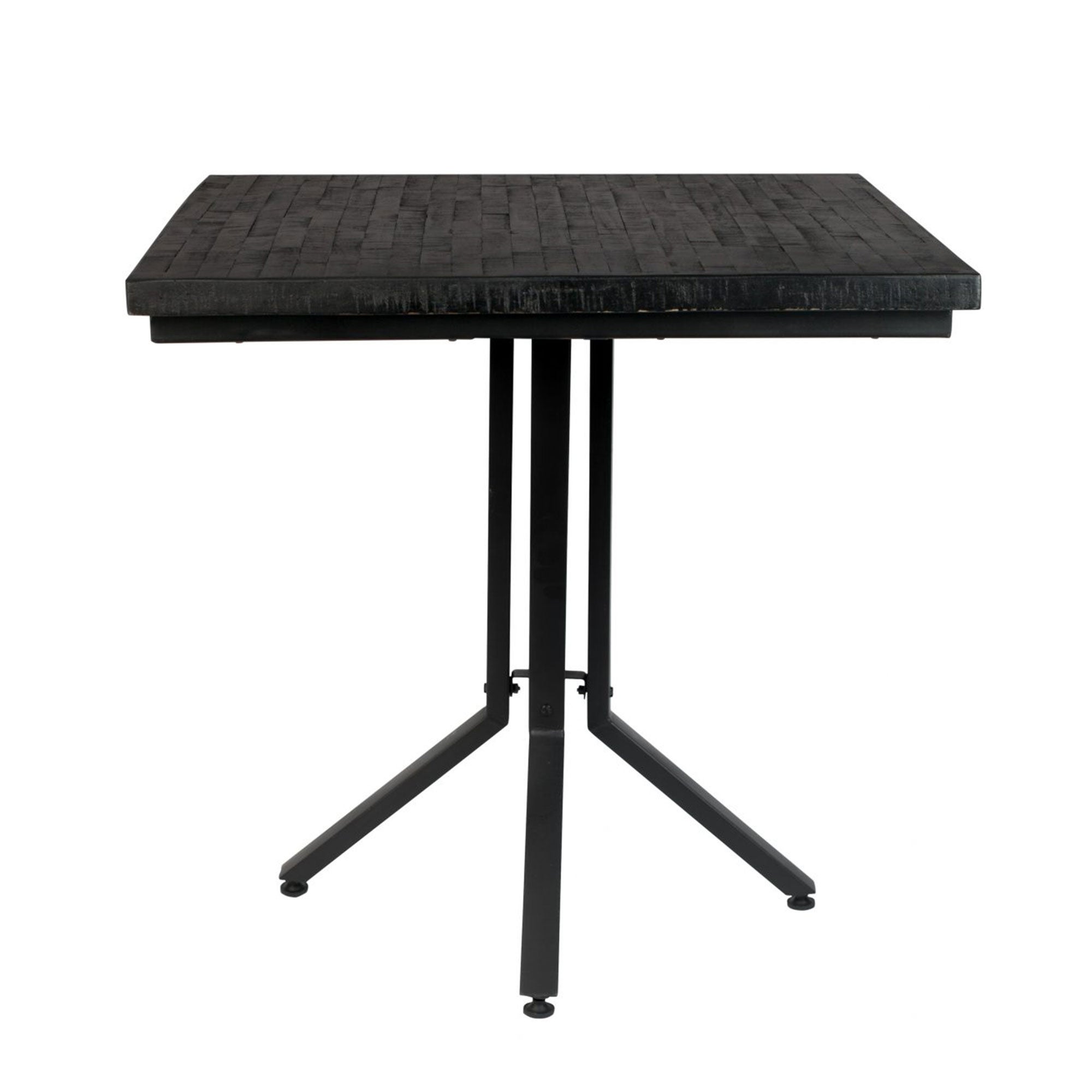 Table à manger carrée 75 cm en teck et métal noir - MELTON | Leroy Merlin