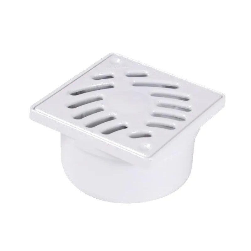 Siphonnette 97x97 mm avec grille en PVC blanc, emboitement Ø93/50/40 mm ...