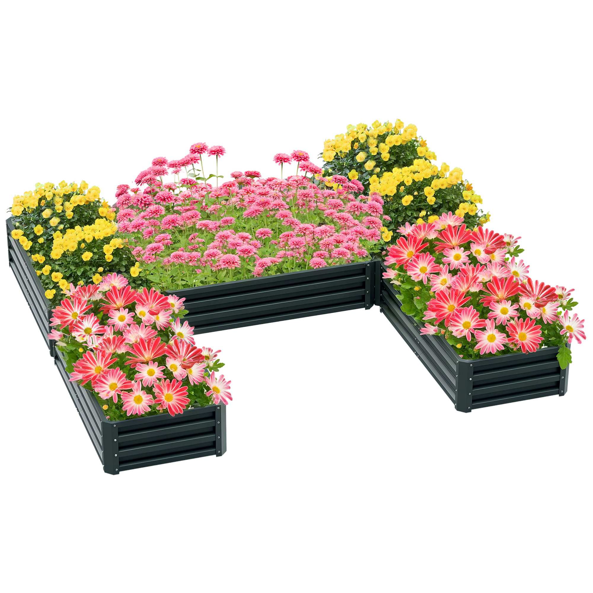 Ensemble 5 jardinières carrées modulaires acier légumes plantes fleurs ...