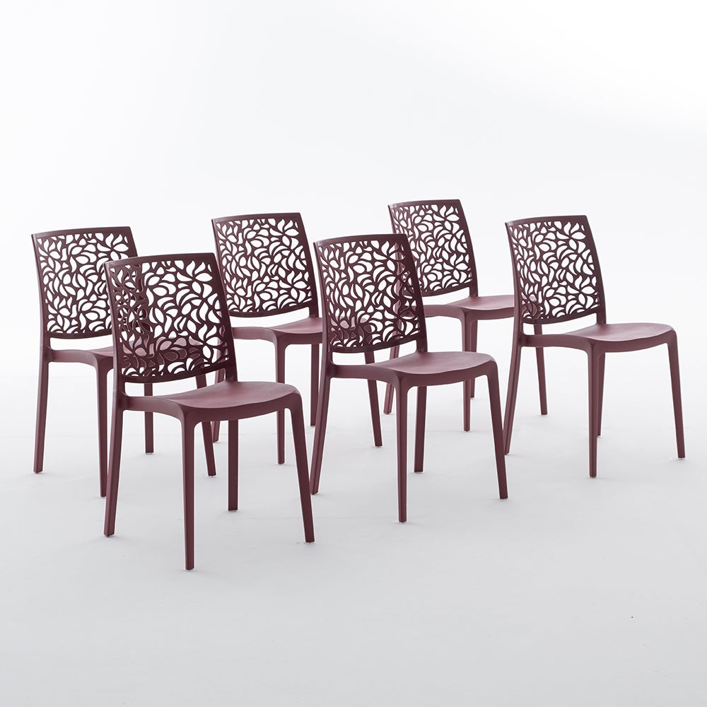 Conjunto de 6 sillas Anna de resina con fibra de vidrio, apilables para ...