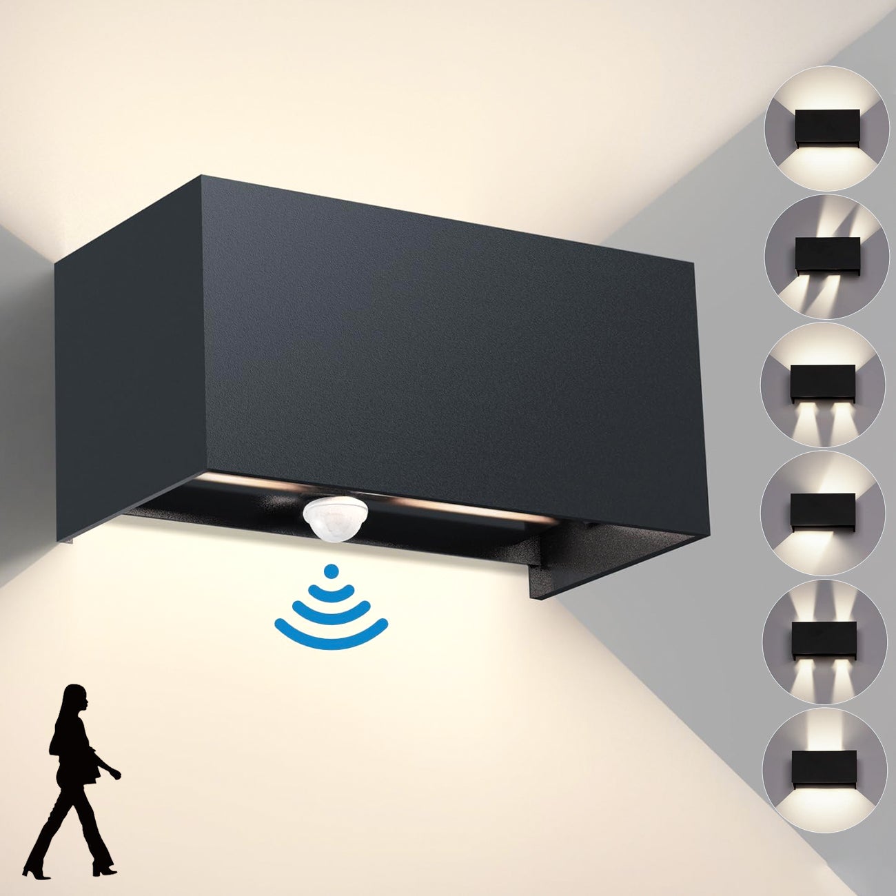 Appliques Murales avec Détecteur de Mouvement, Applique LED 24 W pour ...