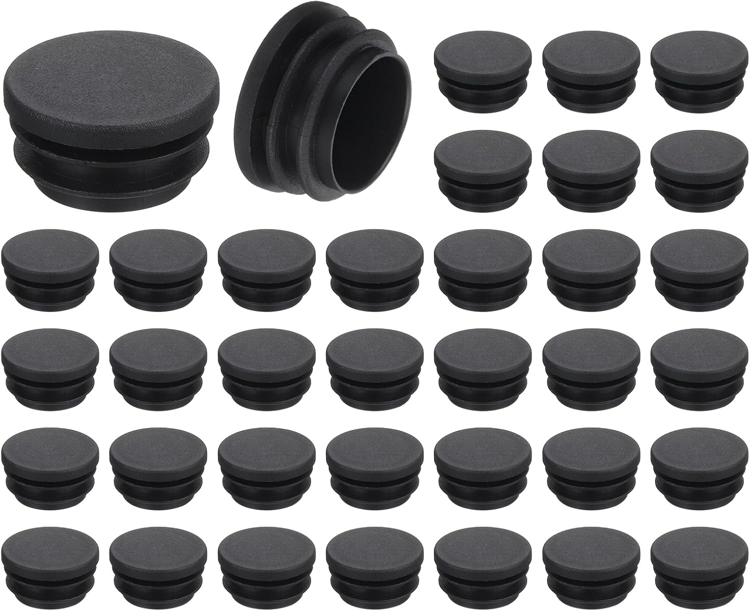36 tapones redondos de plástico, tapas negras para extremos de tubo, 32 ...