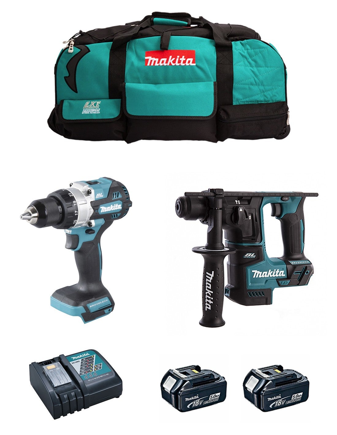 MAKITA Kit MK216 (DHP486 DHR171 2 x 5,0 Ah DC18RC LXT600) | Leroy Merlin