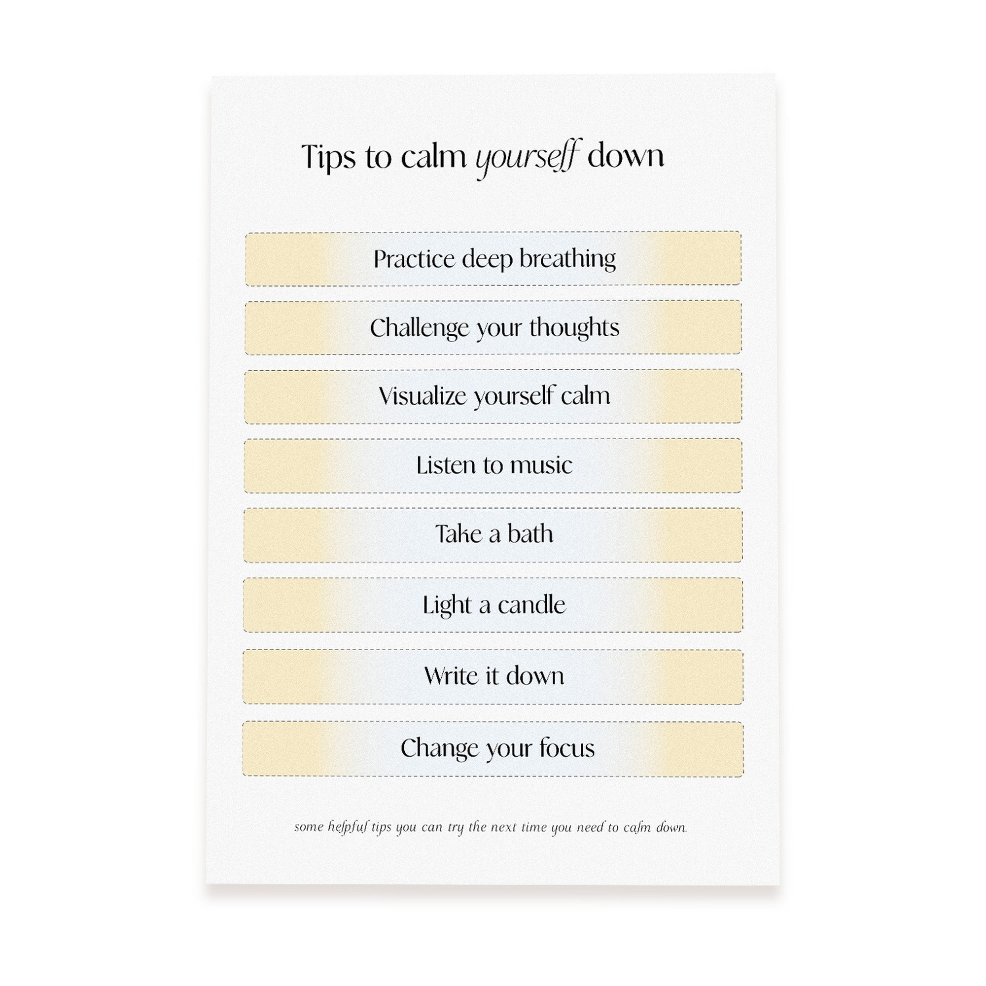 Affiche Conseils Pour Se Calmer Tableaux Décoratifs Pour Votre Salon ...