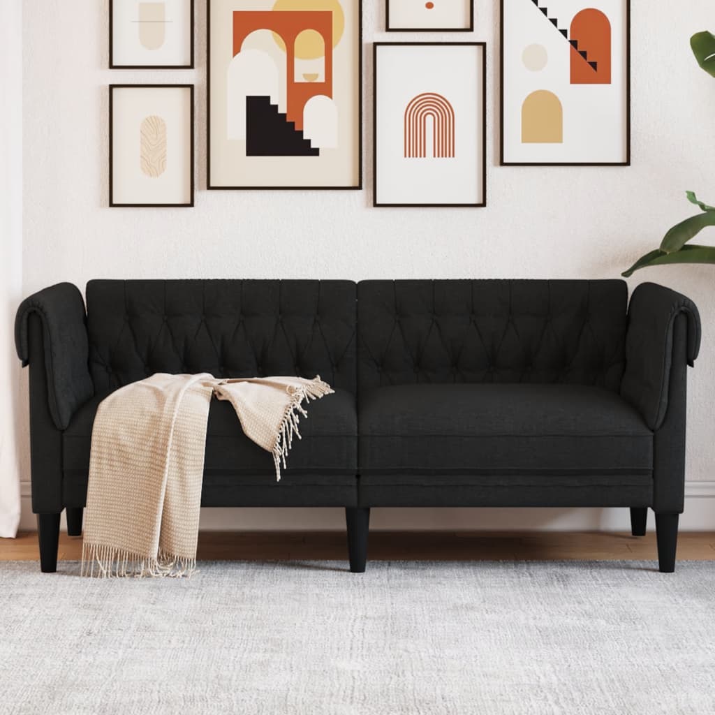Canapé Chesterfield 2 places，Sofa pour Salon，Banquette noir tissu ...