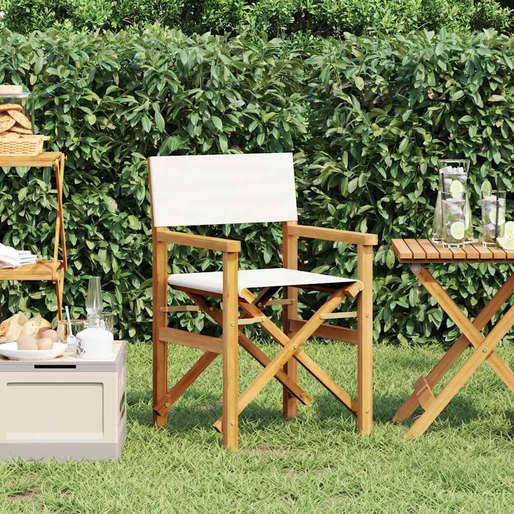 Silla de director plegable color crema de madera maciza de teca | Leroy ...
