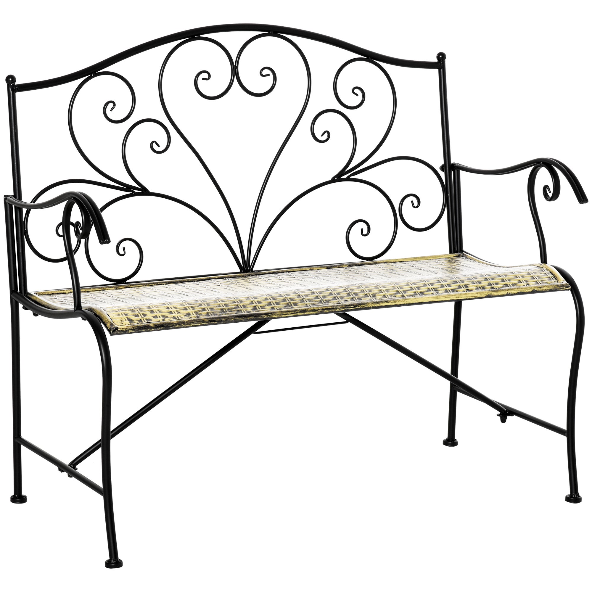 Banc de jardin 2 places en fer forgé style vintage, noir | Leroy Merlin