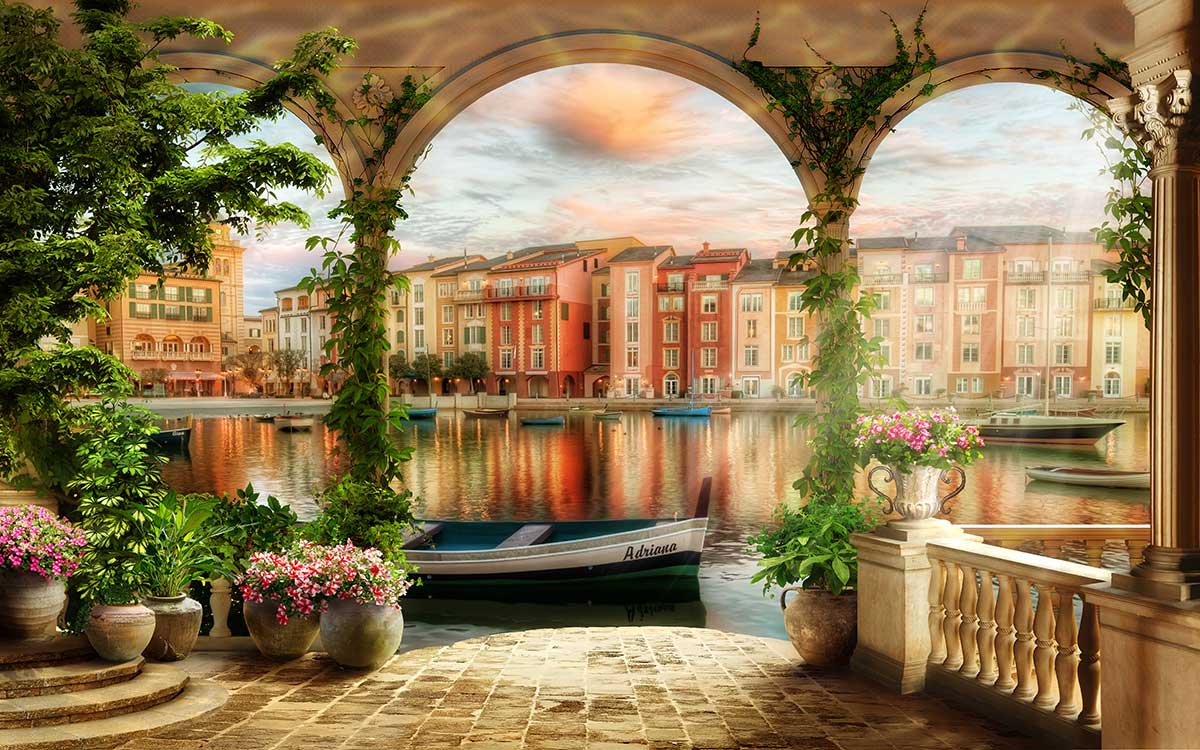 Tableau paysage de venise illustré - 80x50 cm | Leroy Merlin
