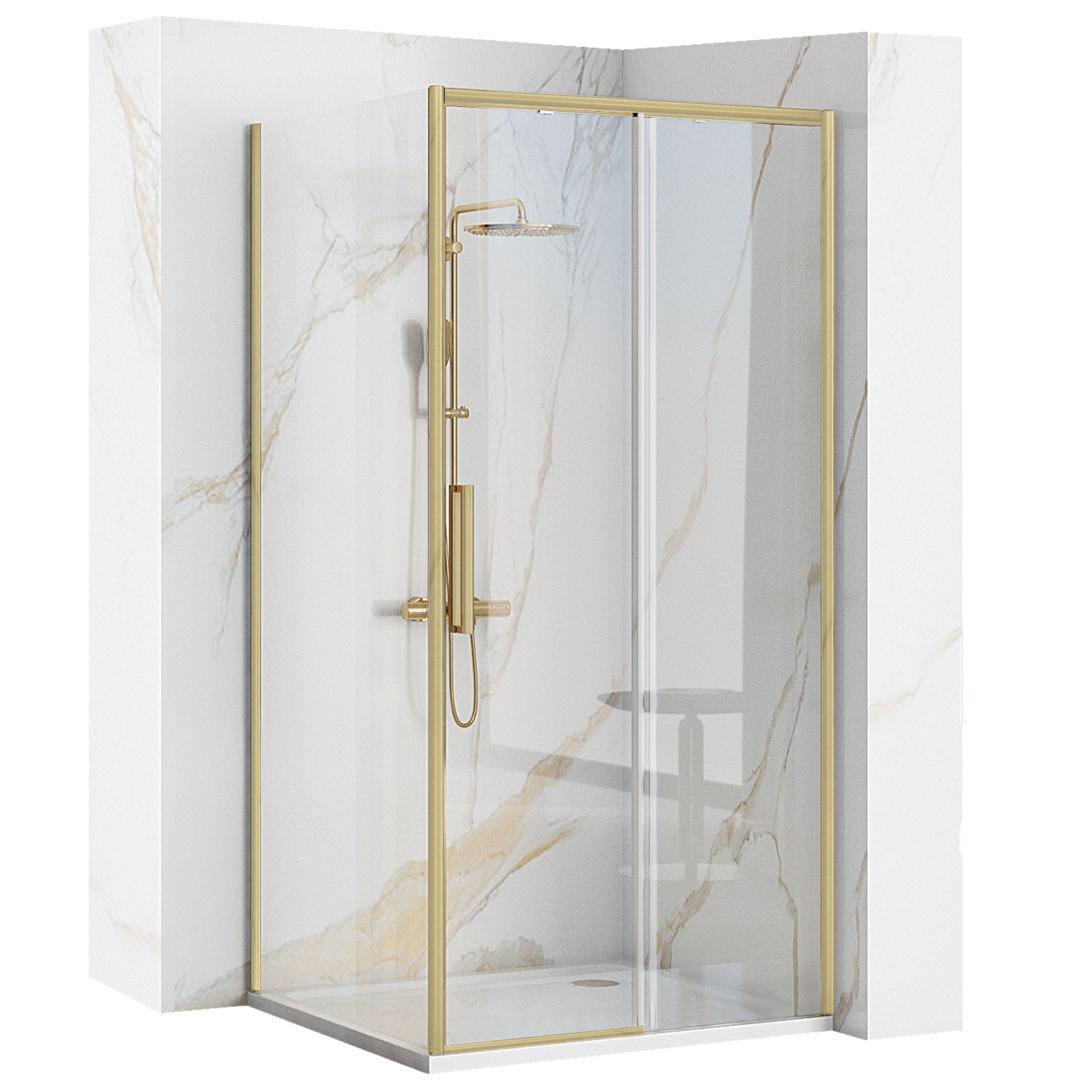 CABINE DE DOUCHE D’ANGLE REA RAPID SLIDE 150X90 GOLD | Leroy Merlin