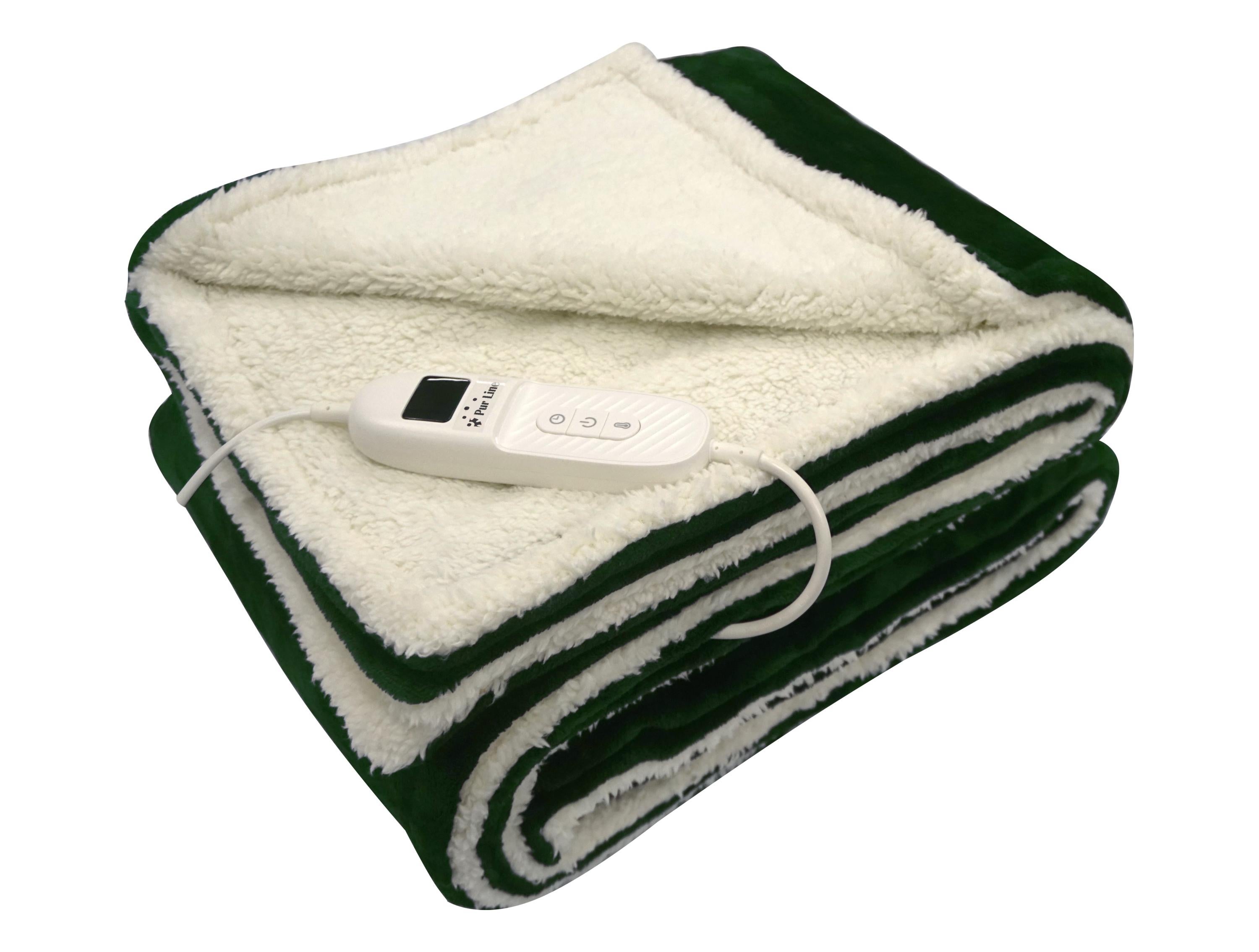Chauffe-lit électrique 160W effet peau de mouton vert et beige | Leroy ...