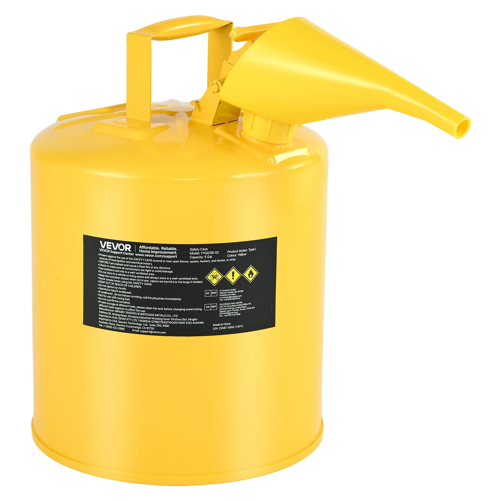 Bidon de Sécurité Diesel Type I VEVOR 19 L en Acier Inoxydable avec ...