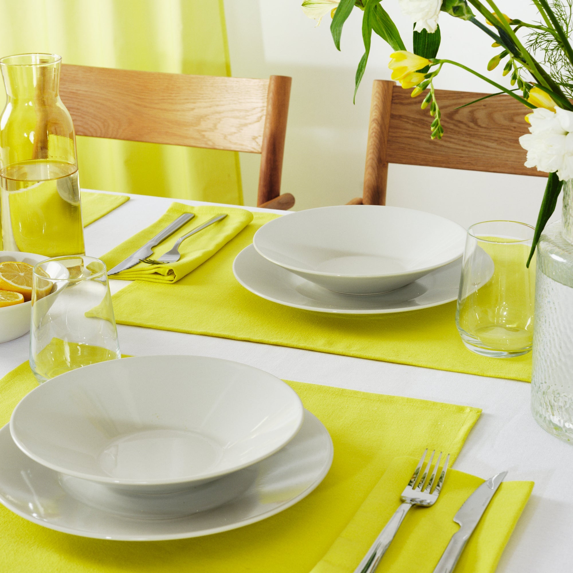 Lot de 2 sets de table unis 100 % lin Amarillo 35x50 cm | Leroy Merlin