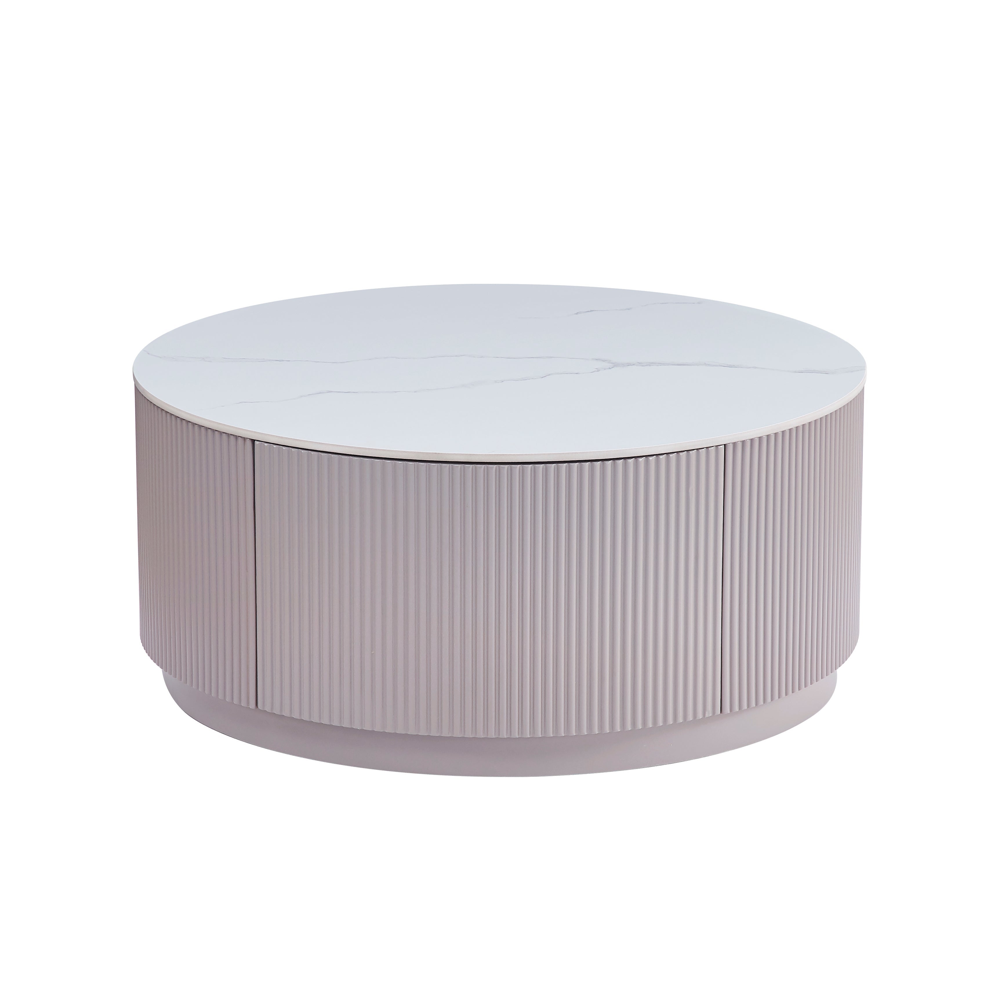 Table Basse BARI – Bois Gris & Marbre Blanc – 80x45 cm avec Tiroir ...