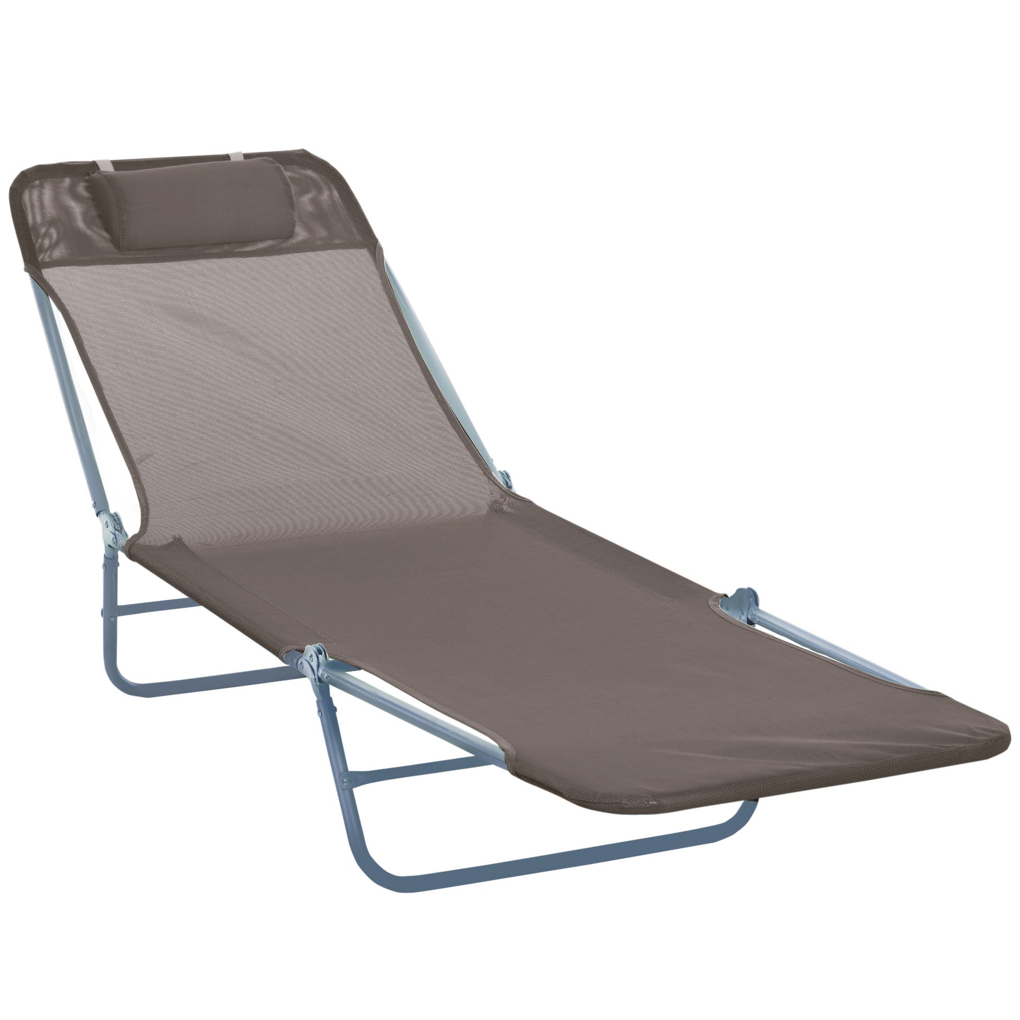 Transat pliable chaise longue marron 2 pieds jardin terrasse | Leroy Merlin