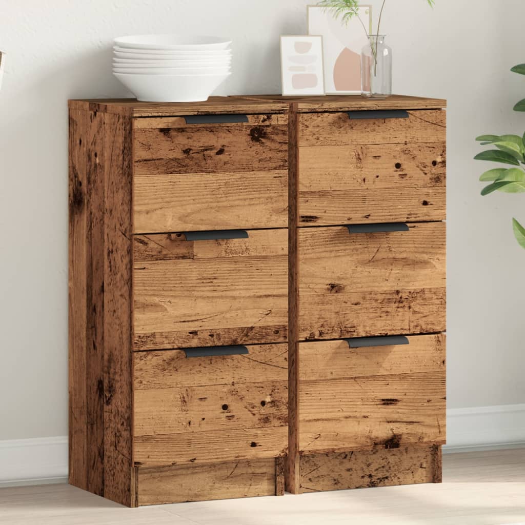 Maison Exclusive - Buffets 2 pcs vieux bois 30x30x70 cm bois d'ingénierie | Leroy Merlin