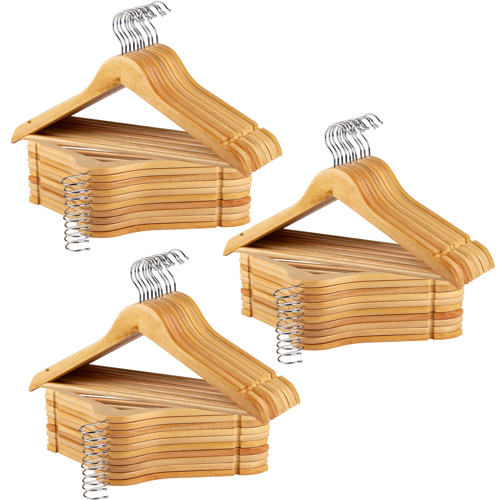 Max Home Pack 60 perchas de madera color natural | Leroy Merlin